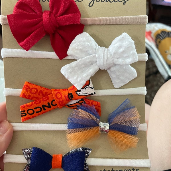 Denver Broncos Bows | Girl Bows | Sports Bows | Glitter Bow | Headband ...