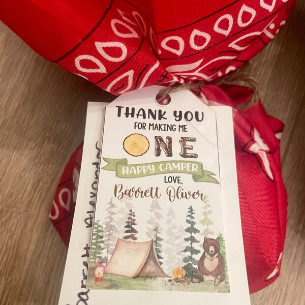 Editable One Happy Camper Tag, Happy Camper Favor Tags, One Happy ...