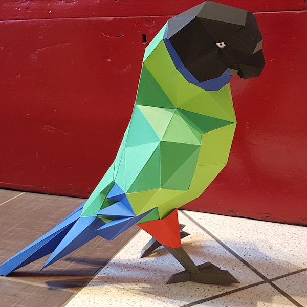 Parrot Green Paper Craft, Digital Template, Origami, PDF Download DIY ...