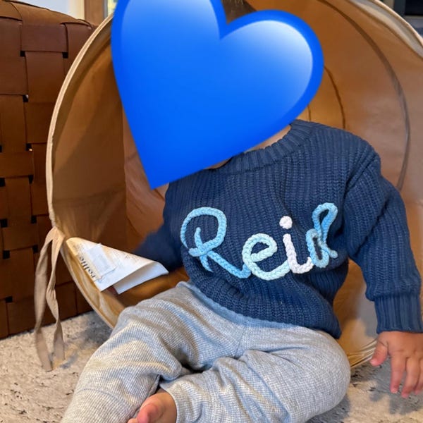 Personalized Hand Embroidered Name Baby Sweater, Monogrammed Kids ...