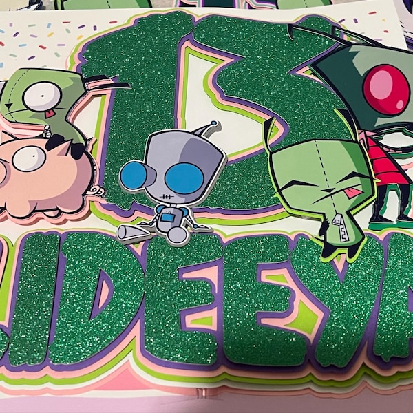 Invader Zim Cake Topper, Invader Zim Party Birthday, Banner Invader Zim ...
