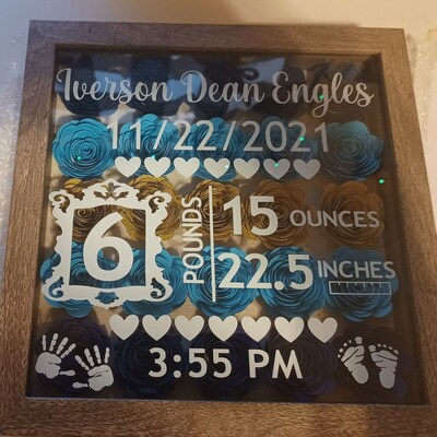 Personalized Birth Stat, Shadow Box, Birth Announcement - Etsy