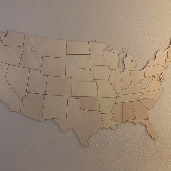 USA State MAP Cut Out Custom Size Unfinished US States Laser Nursery ...