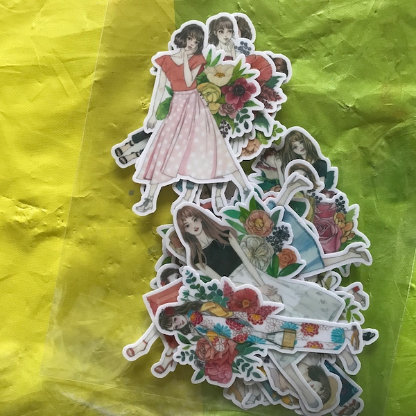 Fashion Girl Flower Stickers | Modern Girls Streetwear Themed Stickers ...