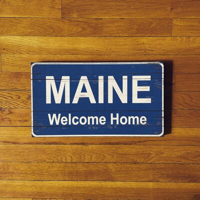 Maine Welcome Home Sign Wood Rustic State Signs Wooden Handmade Sign ...