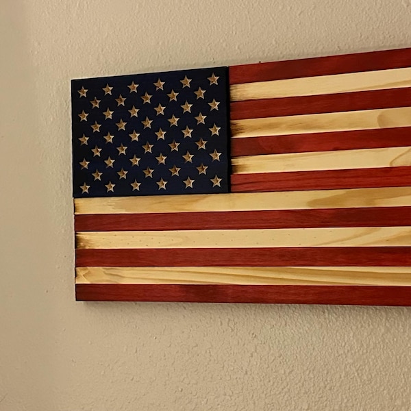 Small Handmade Rustic American Wooden Flag - Etsy