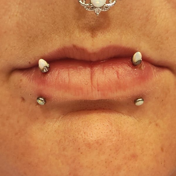 Vertical Labret Bridge Piercing Eyebrow Rings Bars Titanium Curved ...