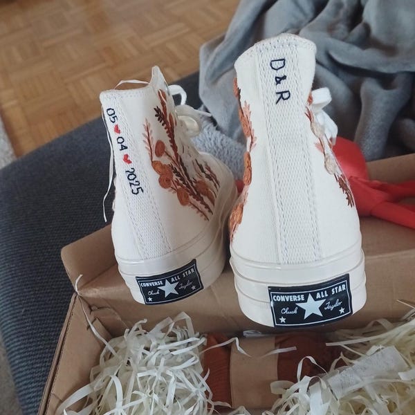 Embroidered Converse Low Tops, Custom Embroidered Platform Converse for ...