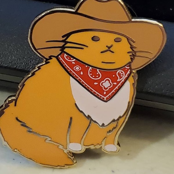 The Original Cowboy Cat Enamel Pin - Meowdy! - Etsy