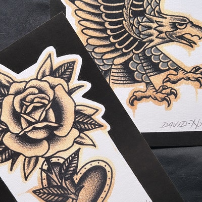 American Traditional A5 Old School Mermaid Tattoo Flash Art Pinup Print ...