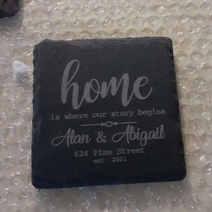 Housewarming Gift, New Home Gift, Wedding Gift, Slate Coasters, Our ...