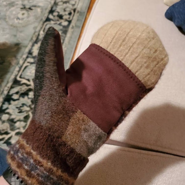 Bright Wool Mittens With Flip Top and Fleece Lining - Etsy