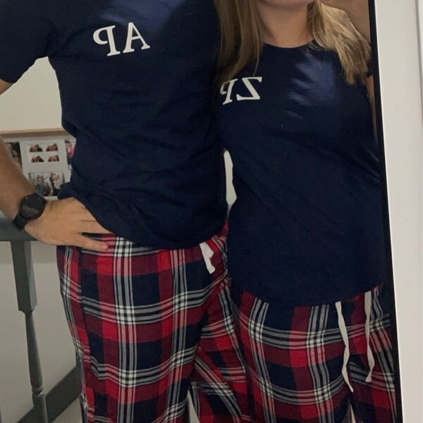 Couples Matching Pyjamas, His and Her Pjs, Personalised Tartan Pyjamas ...