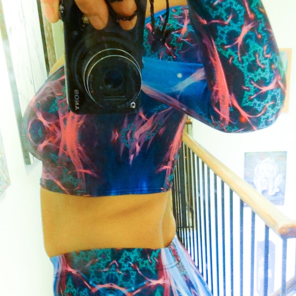 Blue Long Sleeve Crop Top, Blue Rave Outfits, Rave Cold Shoulder Top ...