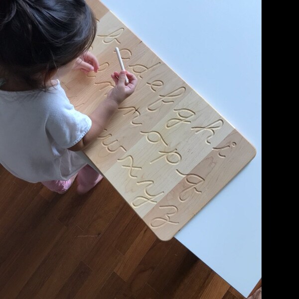 Cursive Alphabet Tracing Board Wooden Alphabet Board Wooden Tracing ...