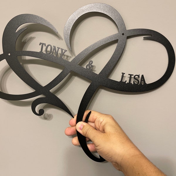 Personalized Infinity Heart Metal Sign - Custom Names & Date - Wedding ...