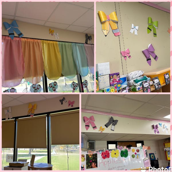 Bow Classroom Decor Bundle Teacher Banner and Bows Door Bulletin Board ...