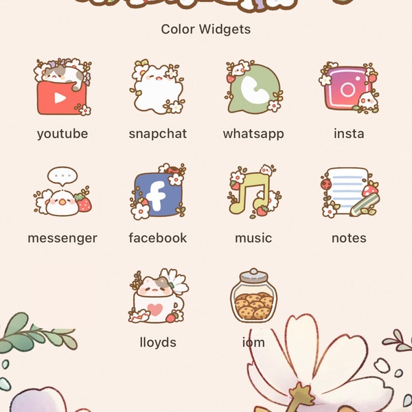 Cute Cottagecore App Icon Set | Kawaii Aesthetic Theme for Android Ios ...