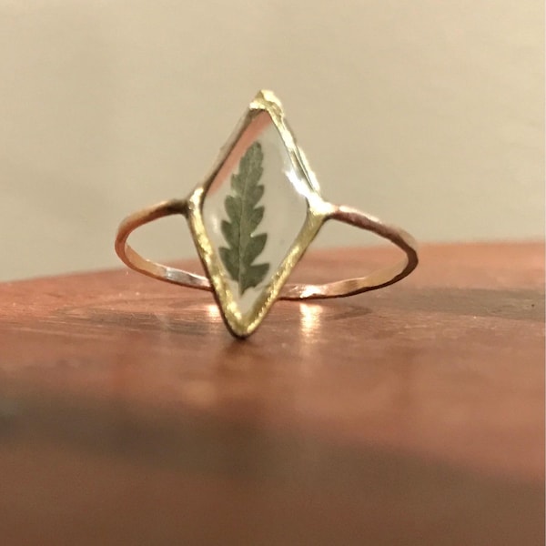 Dried Fern Ring, Resin Plant Ring, Botanical Jewelry, Real Flower Ring ...