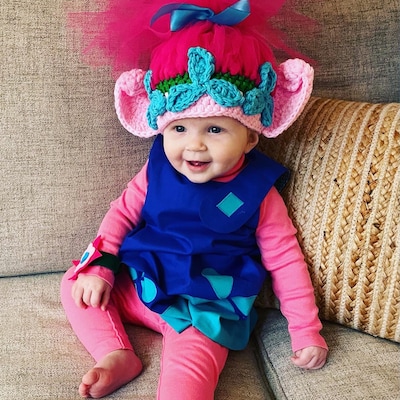 Poppy Trolls Outfit for Birthday Party, Princess Poppy Dress Cape ...