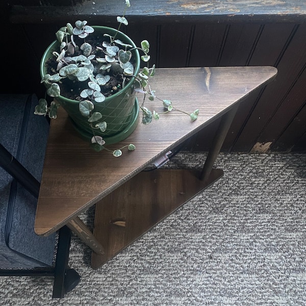 Solid Wood Triangle End Side Table: Modern Living Room Coffee Table ...