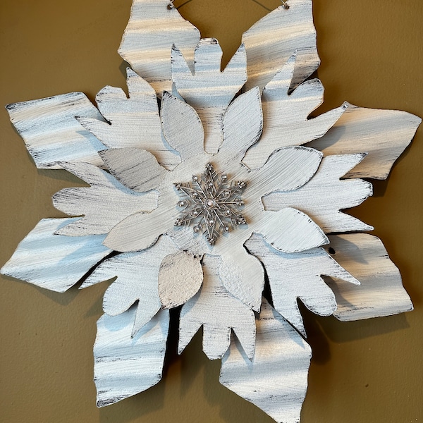 Handmade Tin Snowflake / Corrugated Tin Snowflake / Corrugated Tin ...