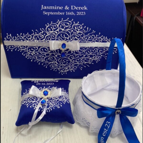 Card Box Royal Blue, Wedding Card Box Royal Blue and White Wedding ...