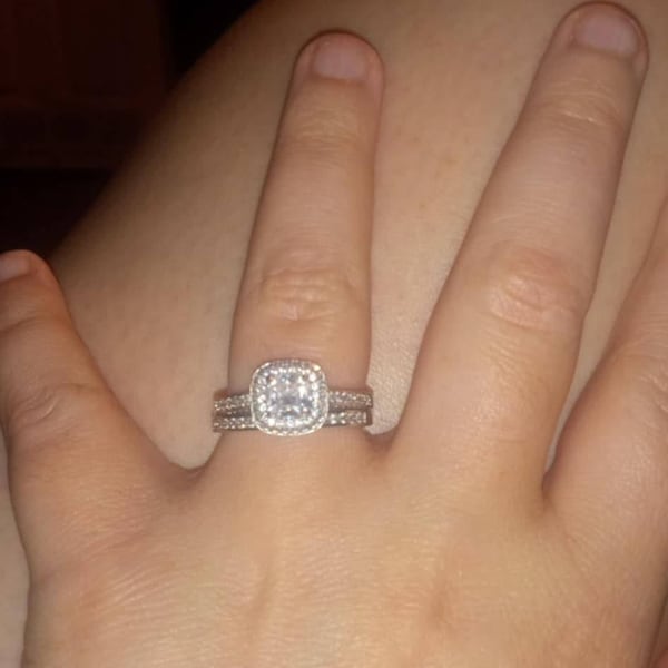 3.02ct Halo Cushion Cut Wedding Ring Set Bridal Ring Diamond Simulated ...