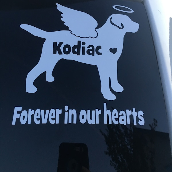 Labrador Retriever Custom Angel Wings and Halo Silhouette Vinyl Sticker ...