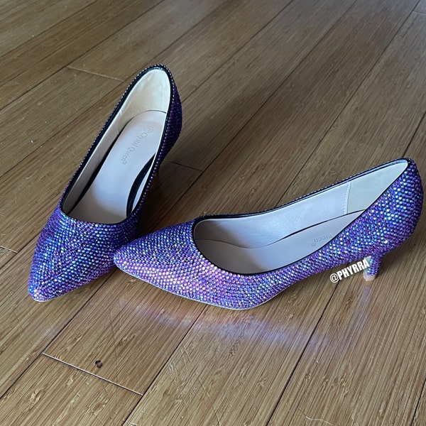 Dark Purple Women Shoes Purple Rhinestone Pumps Women Shoes, Platform ...