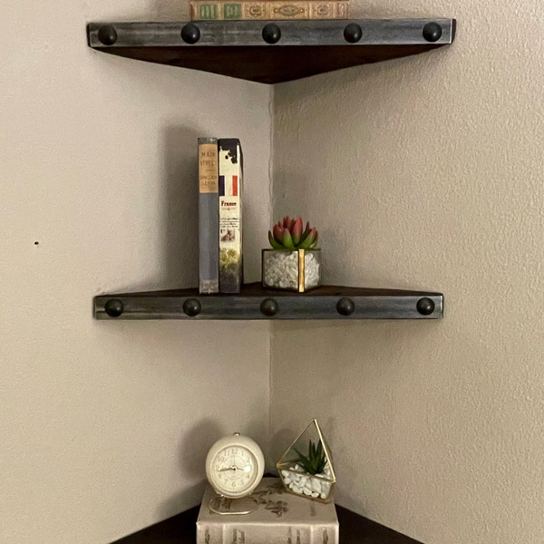 Floating Corner Shelf Natural Corner Shelf Circular Sawn Thick Shelves ...