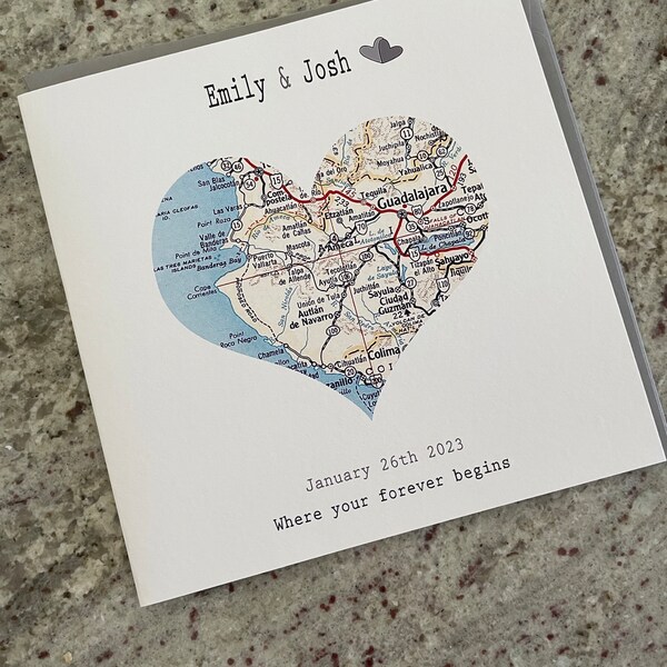 Special Location Map Card, Personalised Anniversary Card, Engagement ...