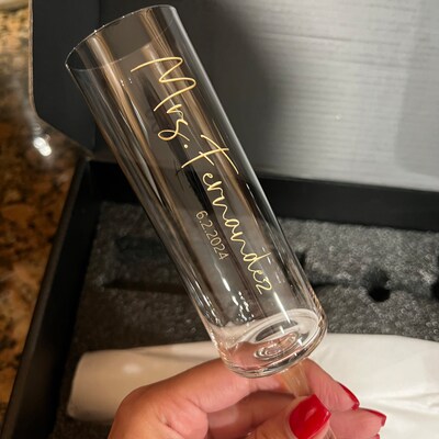 Personalized Wedding Toasting Flutes Set of TWO, Custom Engraved Vina ...