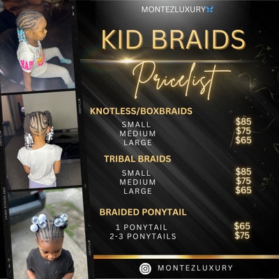 Braids Price List Flyer Templates Beauty Salon Hair Stylist Pricing DIY ...