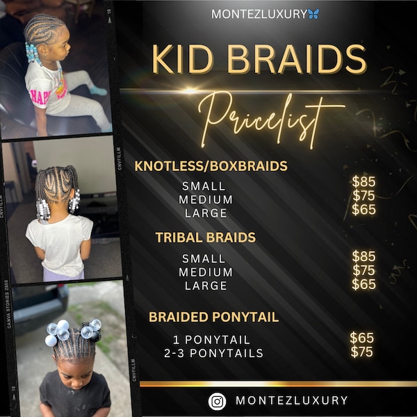 Braids Price List Flyer Templates | Beauty Salon Hair Stylist Pricing ...