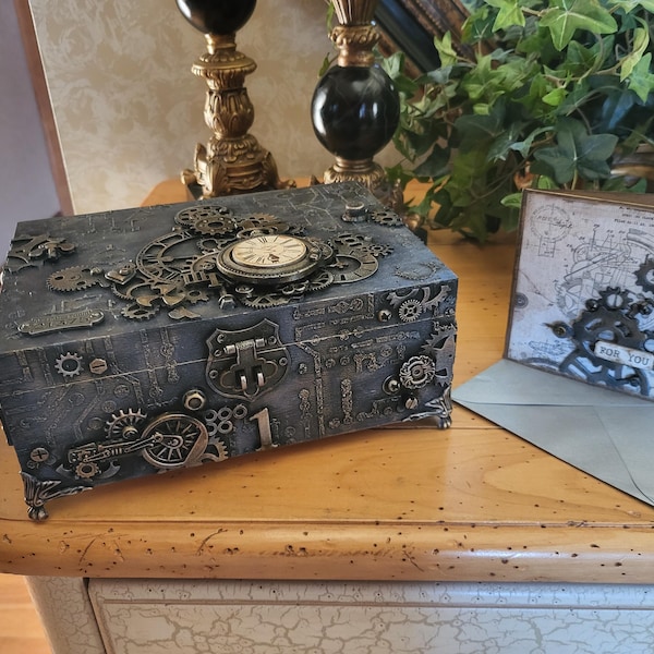 Personalised Steampunk Box, Mixed Media Gift, Customizable Wooden Box ...