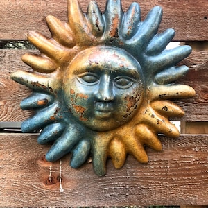 Old World Clay Sun-14 Inches-hand Painted-garden-handmade-garden Decor ...