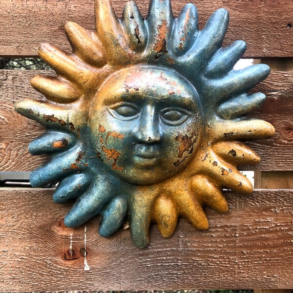 Old World Clay Sun-14 Inches-hand Painted-garden-handmade-garden Decor ...