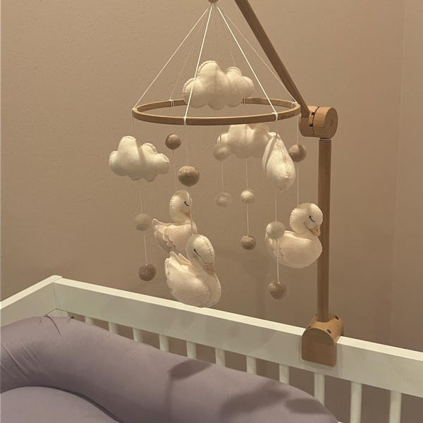 Baby Crib Mobile With Geese and Clouds, Baby Shower Gift, Duck Mobile ...