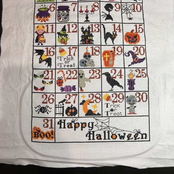Halloween Calendar Cross Stitch Pattern, Happy Halloween Cross Stitch ...