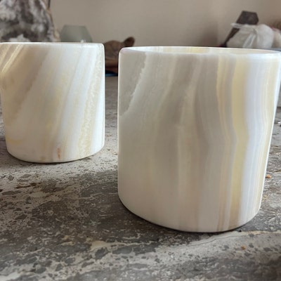 Maison Zoe Alabaster Candle Holder Set of 2 Tea Light Holder Made of ...