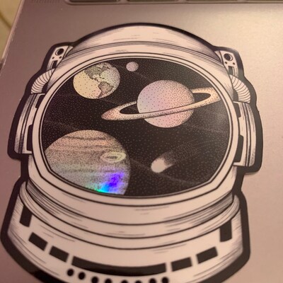 Space Helmet Holographic Sticker - Etsy