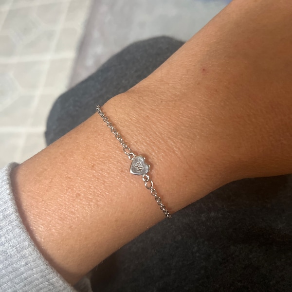 Super Tiny Personalized Heart Charm Bracelet, Engraved Bracelet, Dainty ...