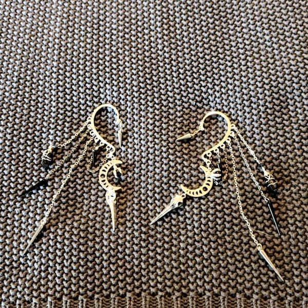 Luna Raven Ear Cuff With Purple Quartz Crystal, Bird Skull Ear Cuff ...