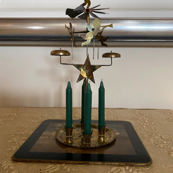 Vintage Style Handmade Wooden Pillar Candle Sticks - Turquoise & Gold ...