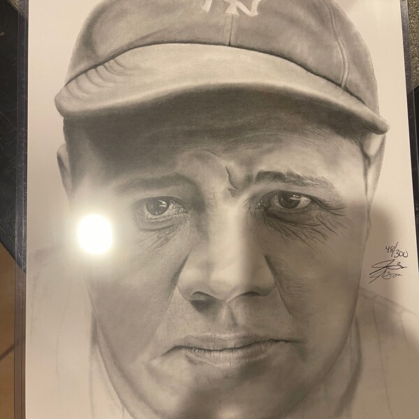 Babe Ruth 11"x14" Print of Pencil Drawing Yankees Numbered to 300 - Etsy