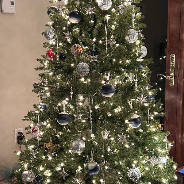 Handpainted Glass Baubles in Navy & Gold - 4 Sizes Available - Singles ...