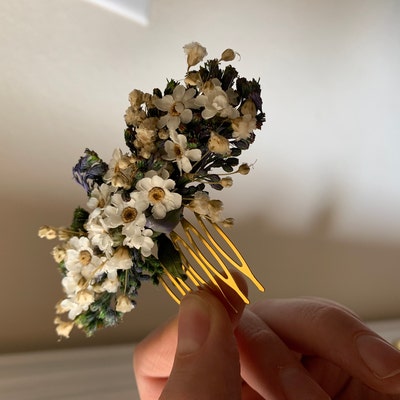 Natural Lavender Hair Comb Violet and White Floral Comb Magaela Wedding ...