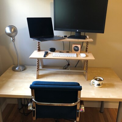 Minimal Wood Standing Desk Converter, Convertible Standing Desk, Desk ...