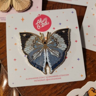 Blue Oakleaf Butterfly Enamel Pin - Etsy